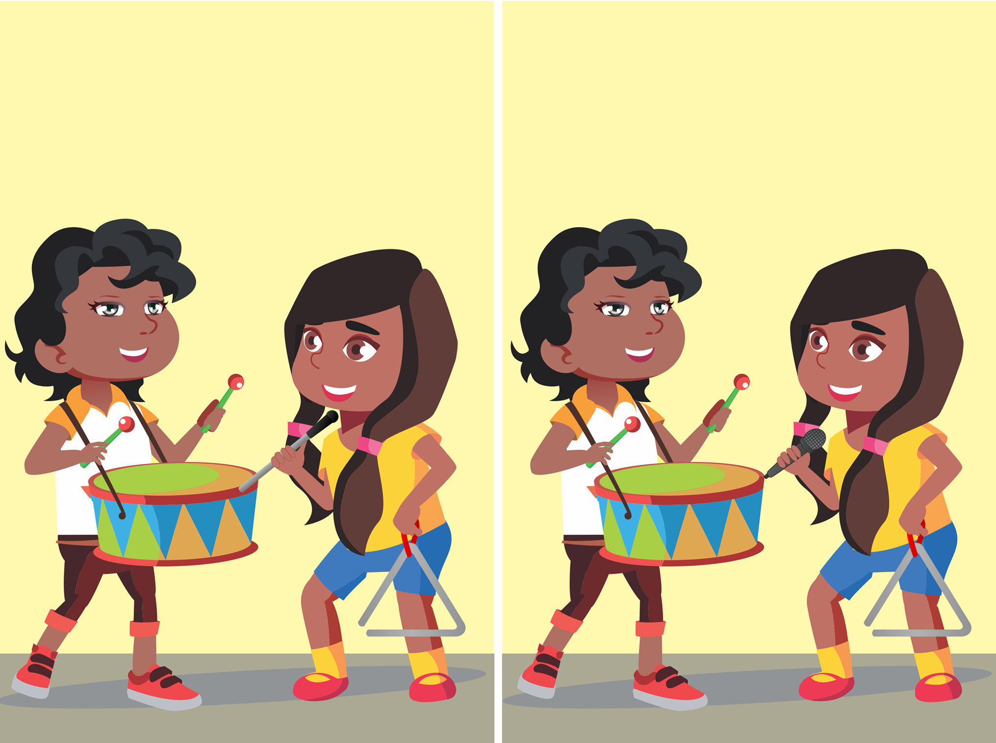 Let’s try to find the difference in the photo: Two children happily ...